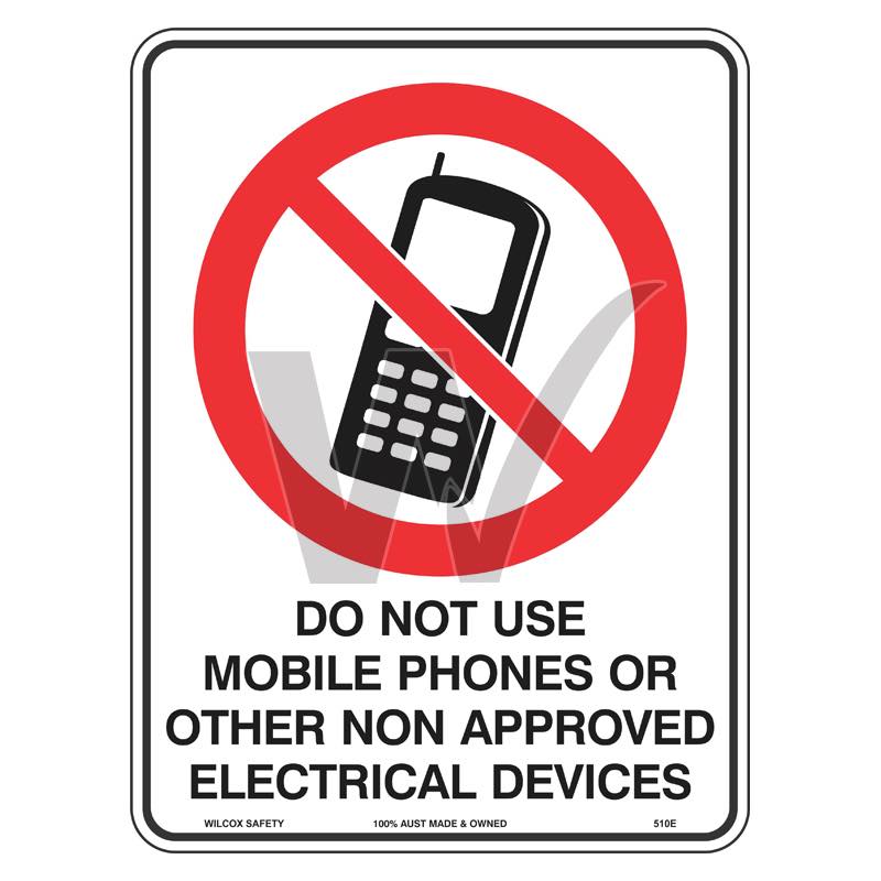 Prohibition Sign - Do Not Use Mobile Phones Or Other Electrical Device ...
