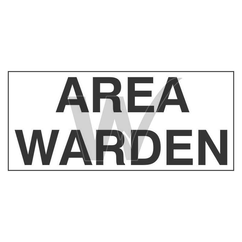 Hard Hat Text - Area Warden — Wilcox Safety & Signs