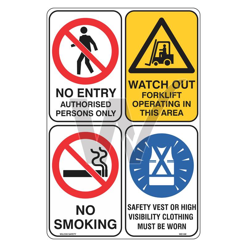 Combination 4 in 1 Sign — Wilcox Safety & Signs